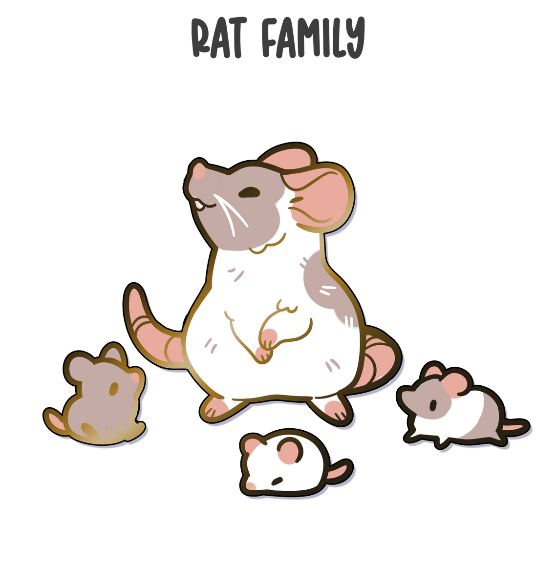 Family Rat Pin Set – Lizbie Cafe