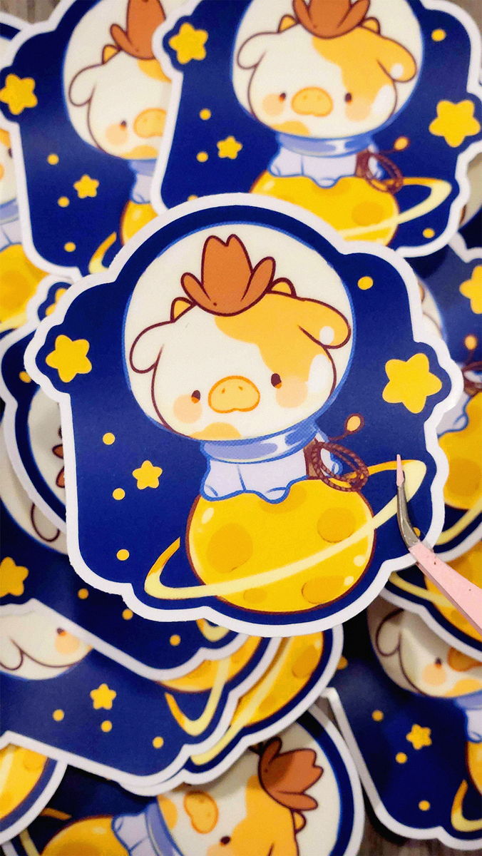 Space Cow Sticker – Lizbie Cafe